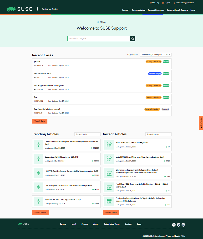 New Support Portal is now live! | SUSE | Support Center